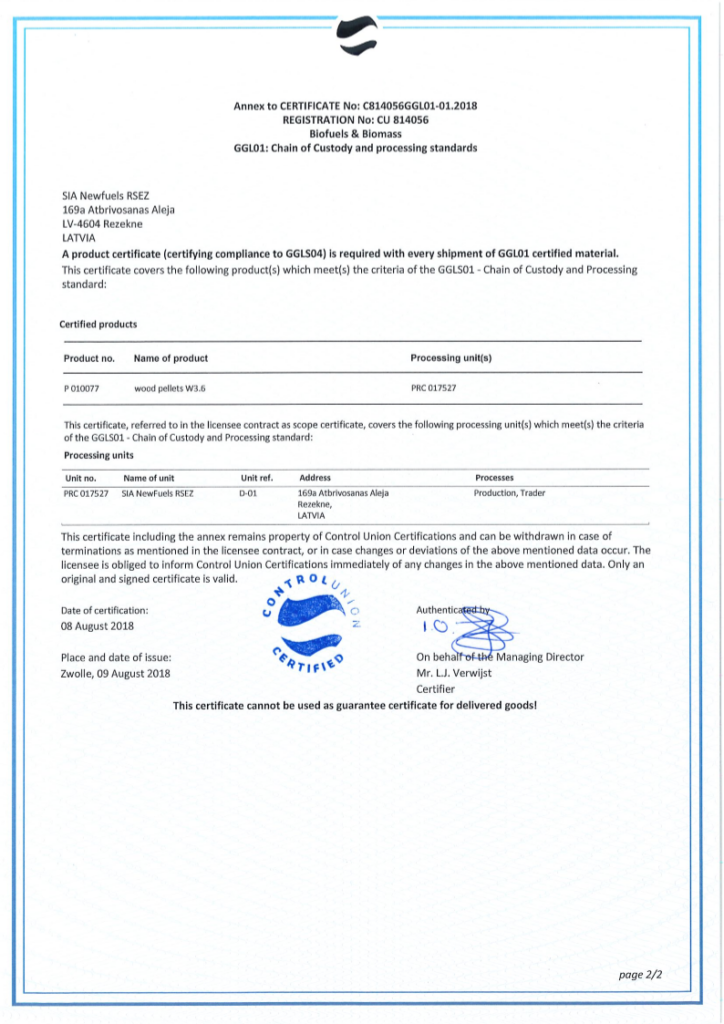 Results of the GGL audit - NewFuels
